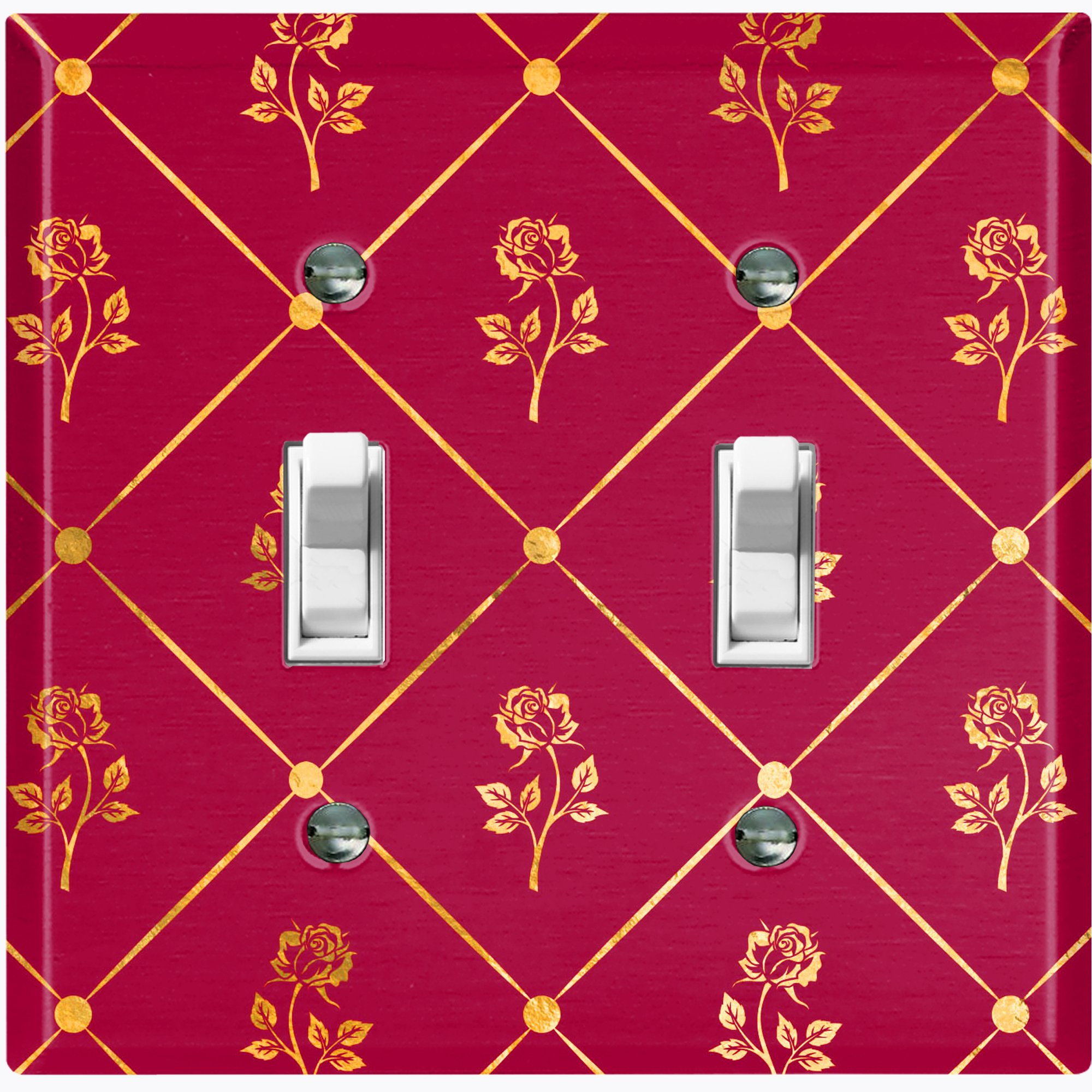Metal Light Switch Plate Cover Elegant Yellow Tufted Rose Burgundy ...