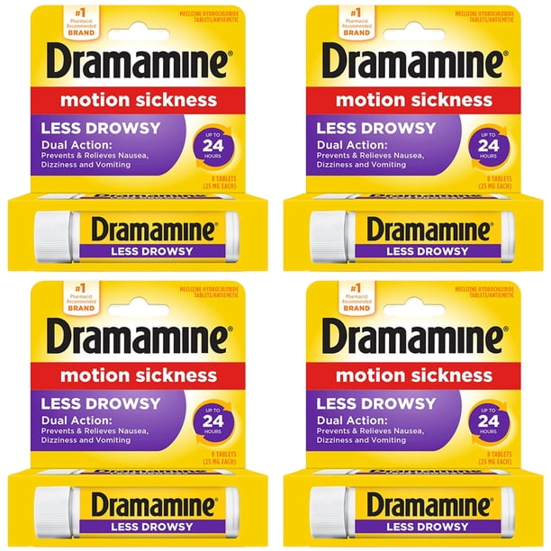 Dramamine Motion Sickness Relief Less Drowsey Formula 8 Tablets ...