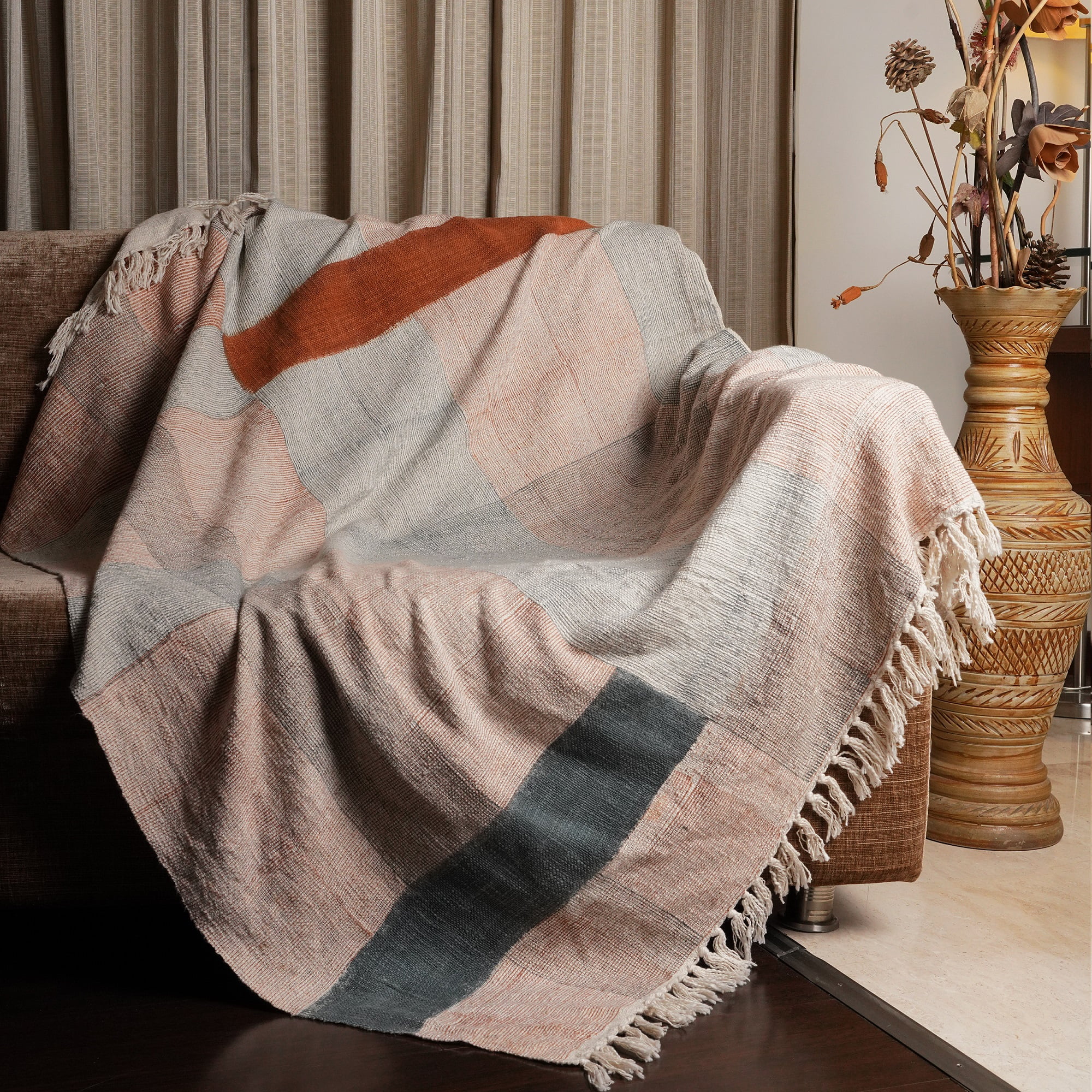 HOMEMONDE 100% Cotton Bohemian Throws- Machine Washable Stripes Sofa ...
