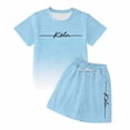 Afdoent Girls 2 Piece Outfits Bright Summer Letter Gradient Print For ...