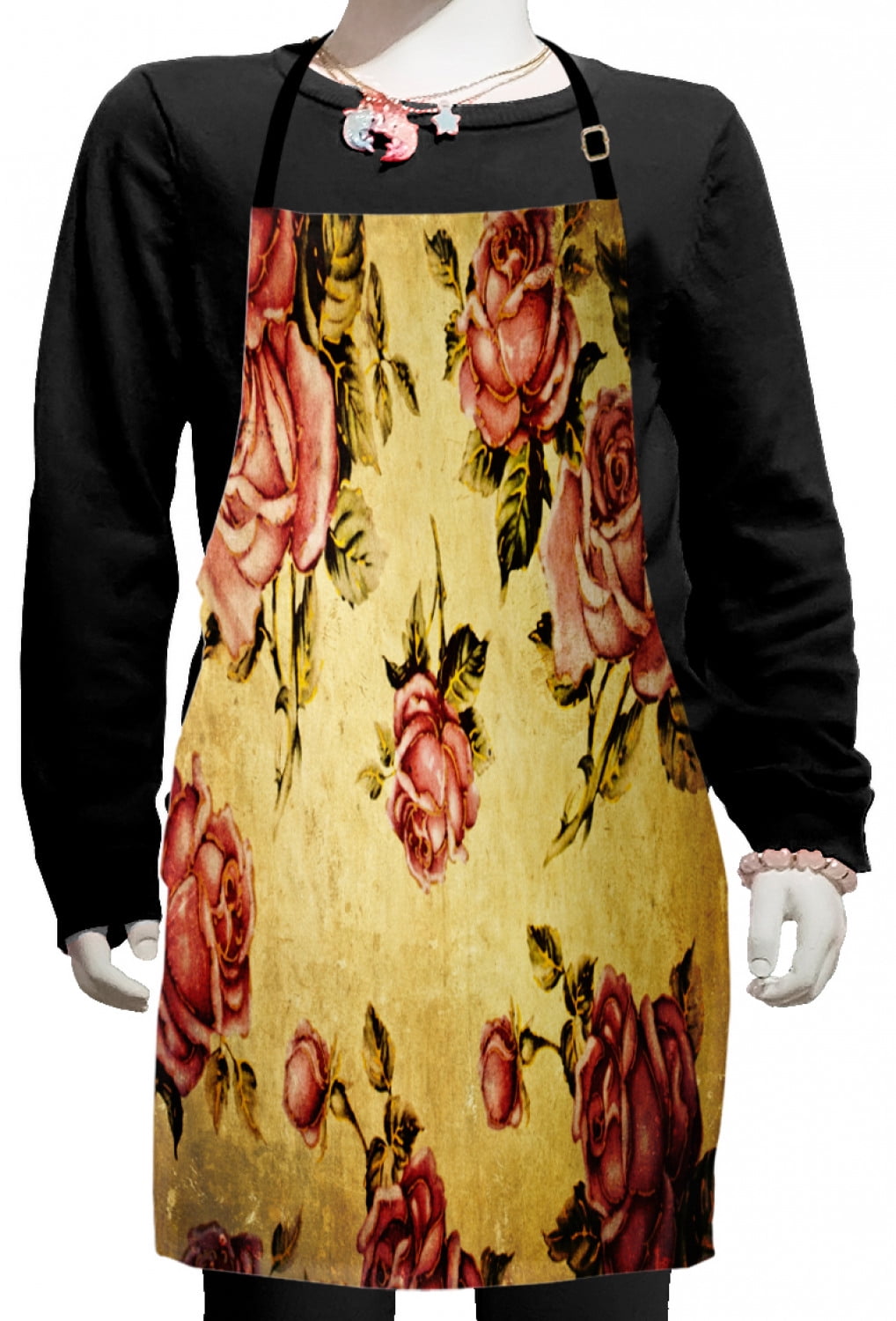 Rose Kids Apron, Old Fashioned Victorian Style Pattern Dramatic Color ...