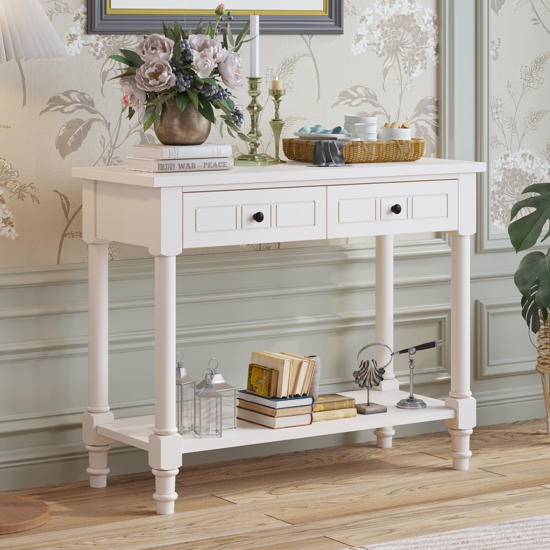Zimtown Wooden Console Sofa Table Side Desk Entryway Accent Table with ...