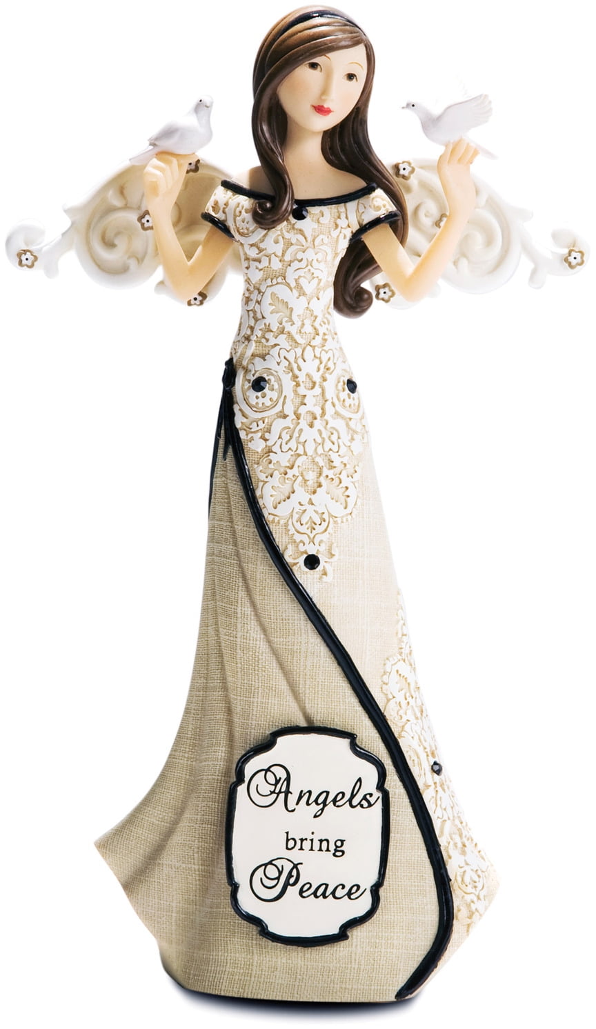 Pavilion- "Angels Bring Peace" Angel Figurine Holding Doves 7.5 ...
