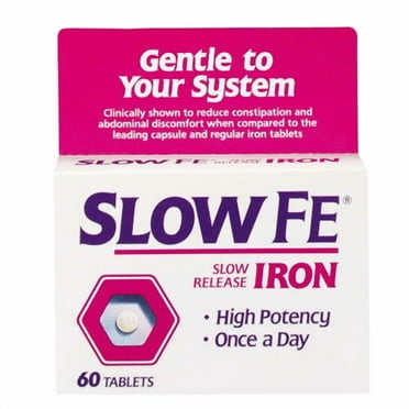 Slow Fe Iron Supplement, High Potency 45mg, 60 Tablets, Controlled ...