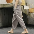 Vardienk Womens Elastic Waistband High Waist Pocket Imitation Cotton