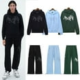 Amiri Mens Retro Letter Graffiti Embroidery Hoodie Casual Loose Street