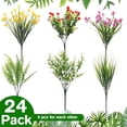 24 Artificial Planters Bulk for Outdoors, Artificial Greenery Plastic ...