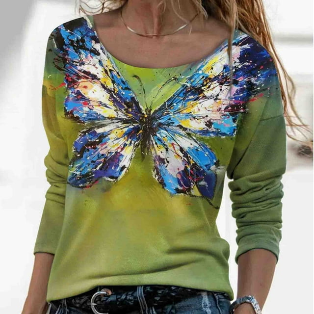 Zanvin Fall Shirts Sales Clearance Women Autumn Casual Round Neckline