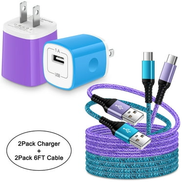 Type C Charger Block,with 3A Android Charger Fast Charging Cable 6FT 5V ...