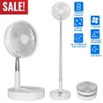 JLLOM Portable Stand Fan Folding Pedestal USB Rechargeable Telescopic ...