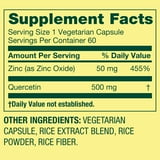 Spring Valley Quercetin 500 mg with Zinc, Dietary Supplement, 60 ...