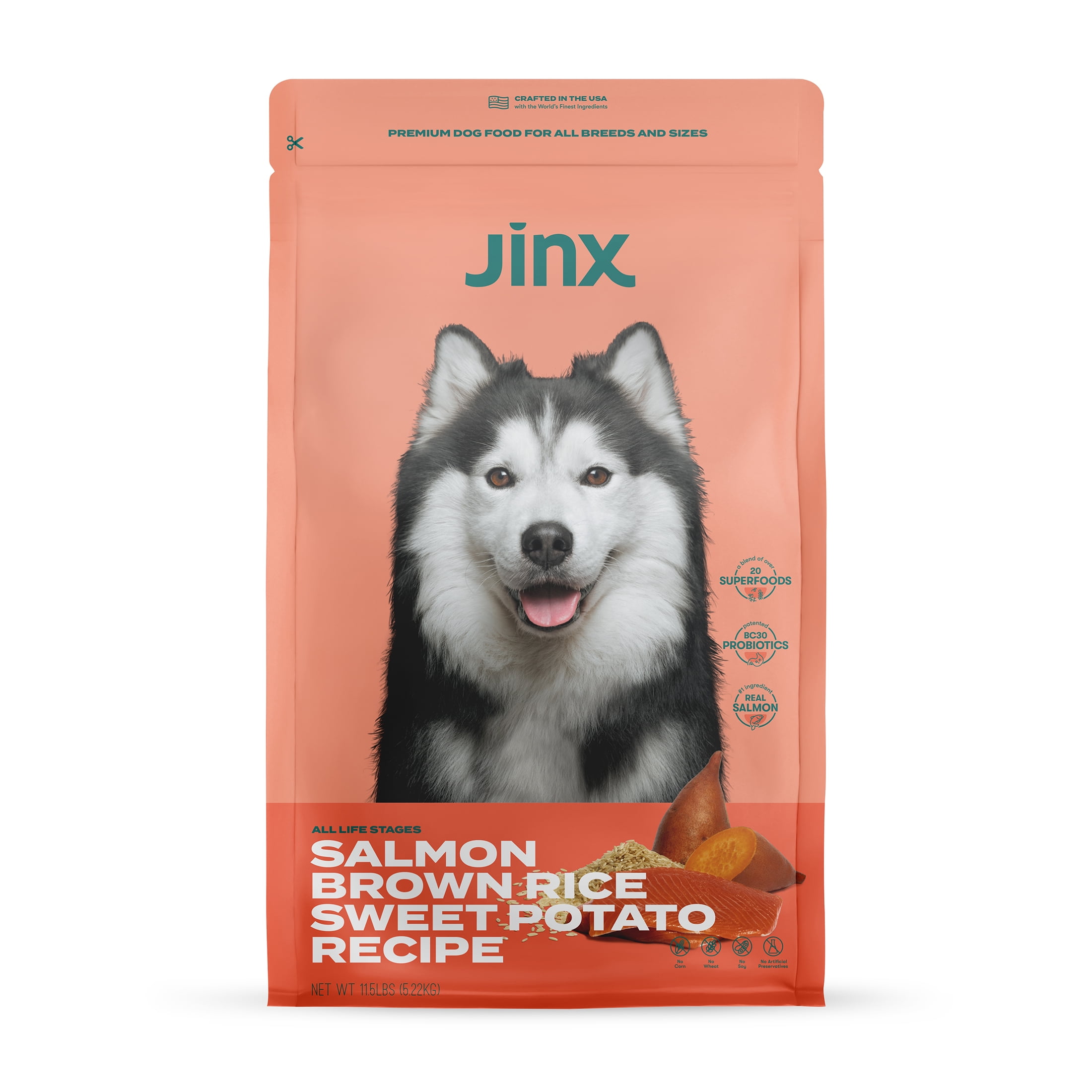 Jinx Salmon, Brown Rice & Sweet Potato Dry Dog Food, 11.5 lb. Bag ...