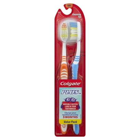 Colgate Plus Full Head Adult Toothbrush, Soft - 2 Count - Walmart.com