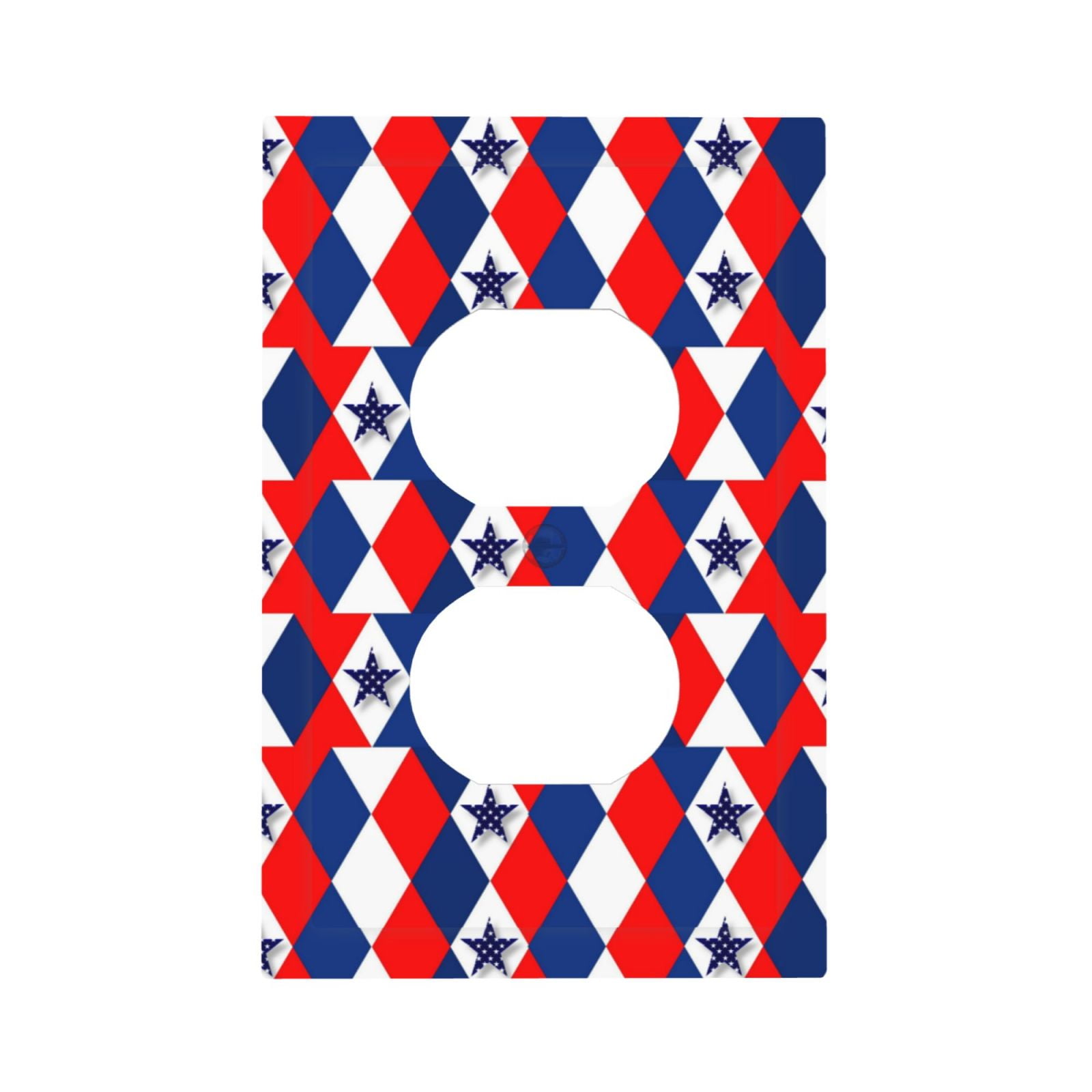 DouZhe 1-Gang Duplex Outlet Cover, Patriotic Red White Blue 3D Stars ...