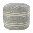 LR Home Small Striped Indoor/Outdoor Round Pouf, Gray/White, 18" x 18 ...