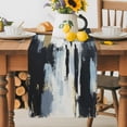 Burlap Table Runner 60 Inches Long, Black Blue Yellow Color Block Non ...