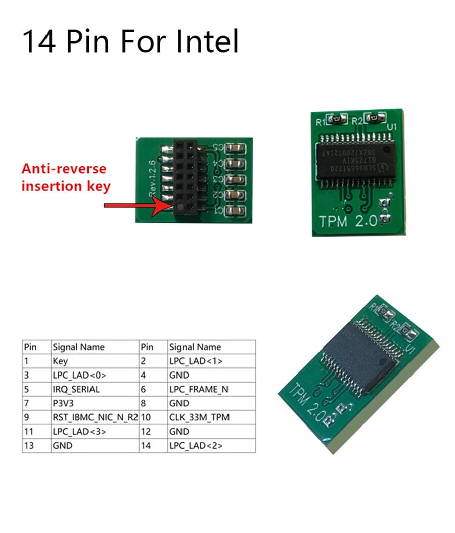 Trusted Platform Module 14 Pin TPM 2.0 Module for Intel - Walmart.com