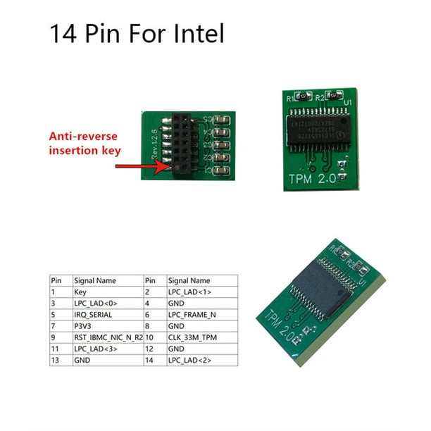 Trusted Platform Module 14 Pin TPM 2.0 Module for Intel - Walmart.com