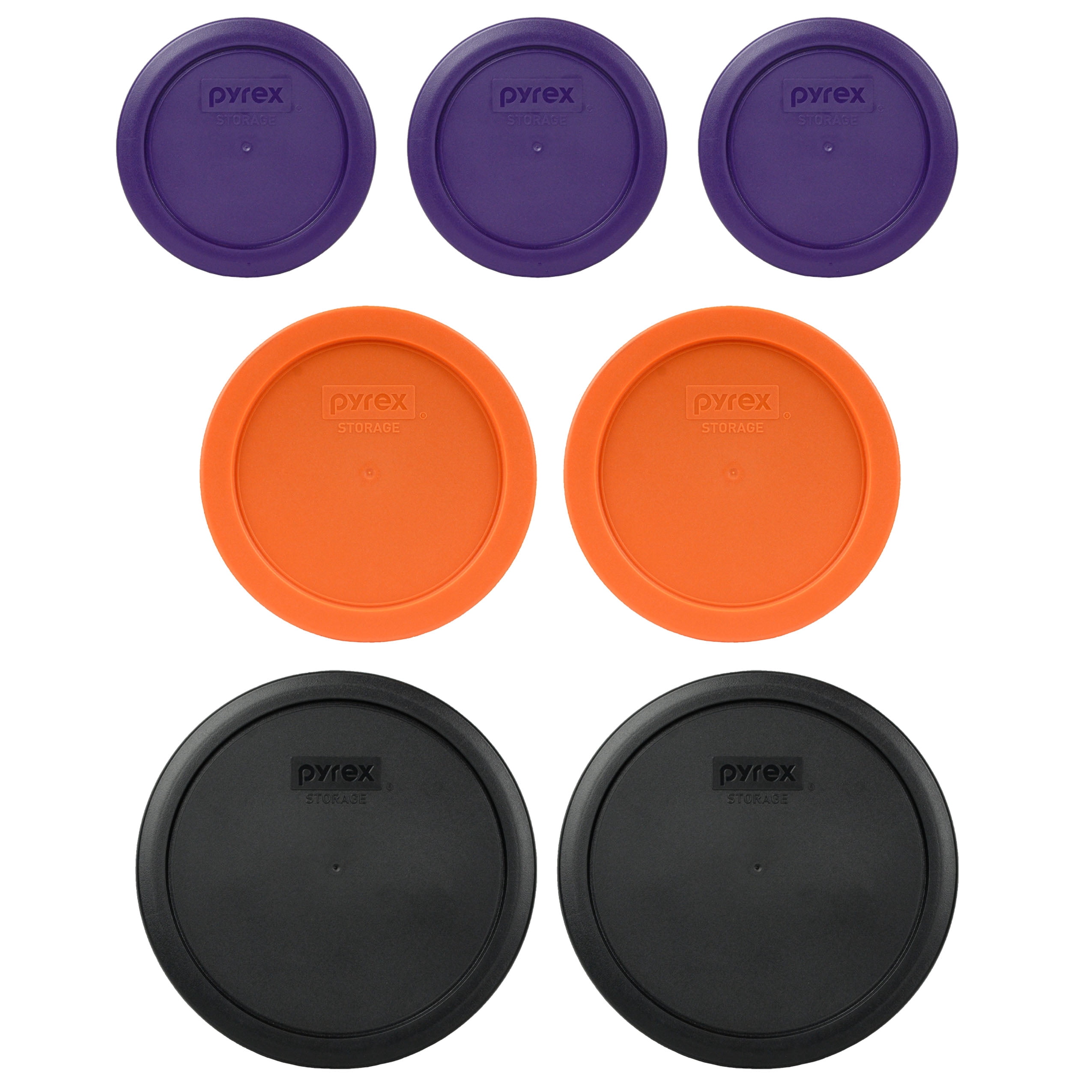 Pyrex (3) 7200-PC Plum Purple, (2) 7201-PC Orange, & (2) 7402-PC Black ...