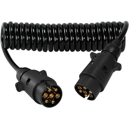 7Pin Trailer Extension Coiled Cable with Trailer Adapter Plug Socket ...