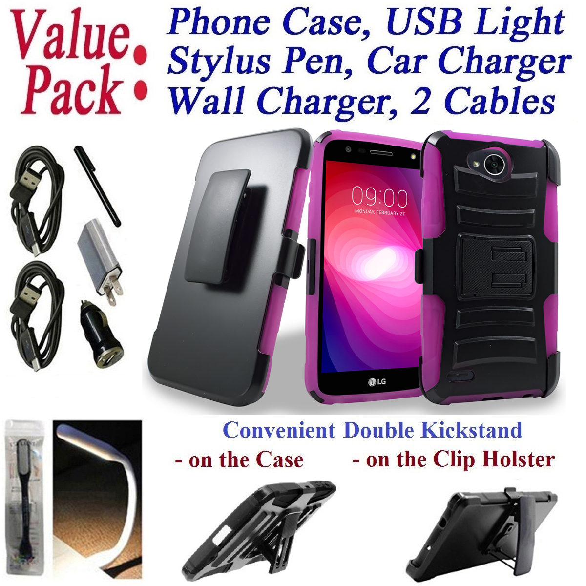 Value Pack ! for LG X POWER 2 xpower2 Fiesta X Charge Phone Case Belt ...