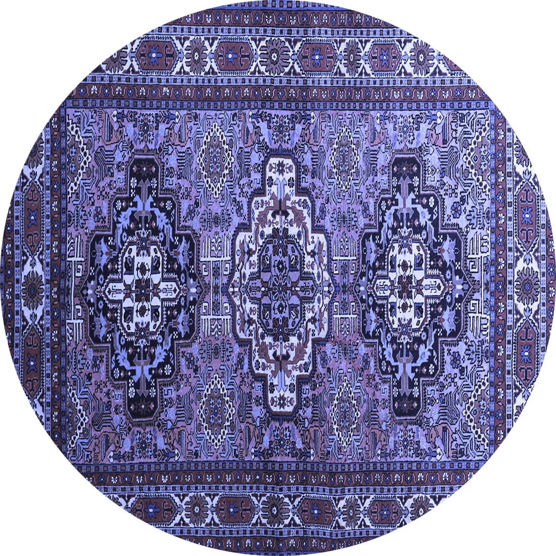 Ahgly Company Indoor Round Persian Blue Traditional Area Rugs, 8' Round ...