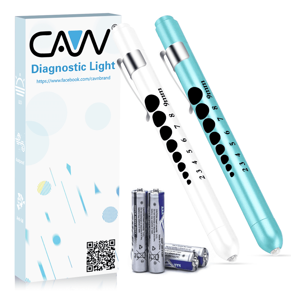 CAVN 2 Pack Pen Lights for Nurses with Pupil Gauge Medical LED Aluminum ...