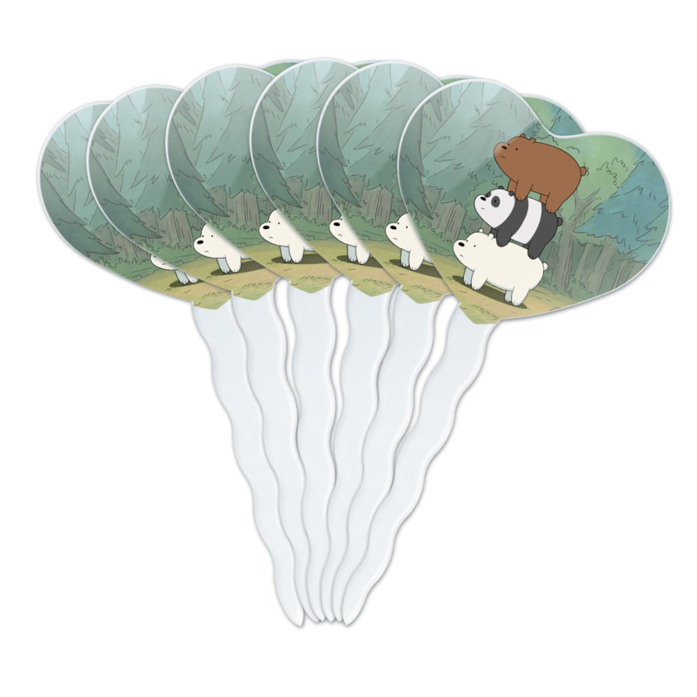 We Bare Bears Bear Stack Heart Love Cupcake Picks Toppers Decoration ...