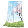 Cherry Blossom Blanket, Pink Cherry Blossom Sakura Tree Art For Couch ...