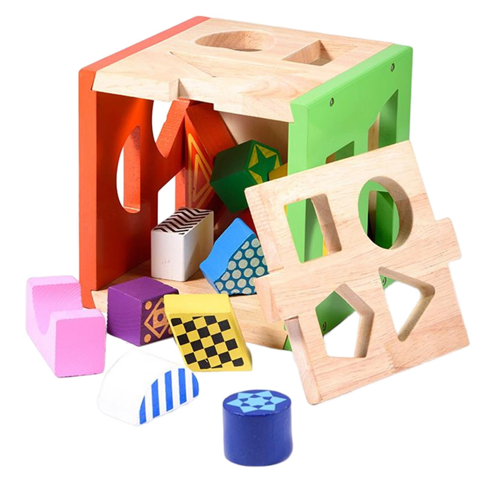 Montessori Wood Shape Sorting Box Building Blocks Learning Activity ...