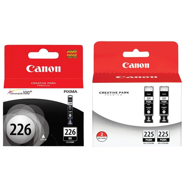 Genuine Canon PGI-225 Black Ink Cartridge Twin Pack (4530B007) + Canon ...