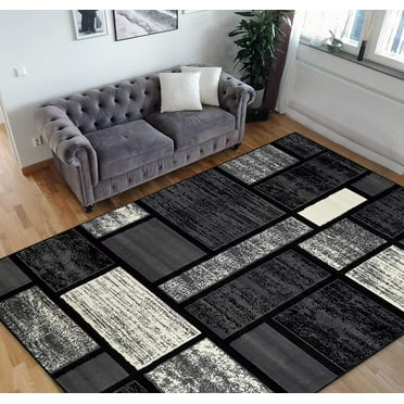 HR Square Pattern Area Rug 8x10 [7'.5" x 10'.5"] Geometric Contemporary ...