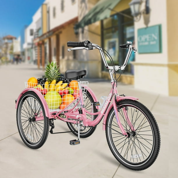 Mooncool Adult Tricycle 24inch 7 Speed, Three Wheel Bicycle for Adult ...