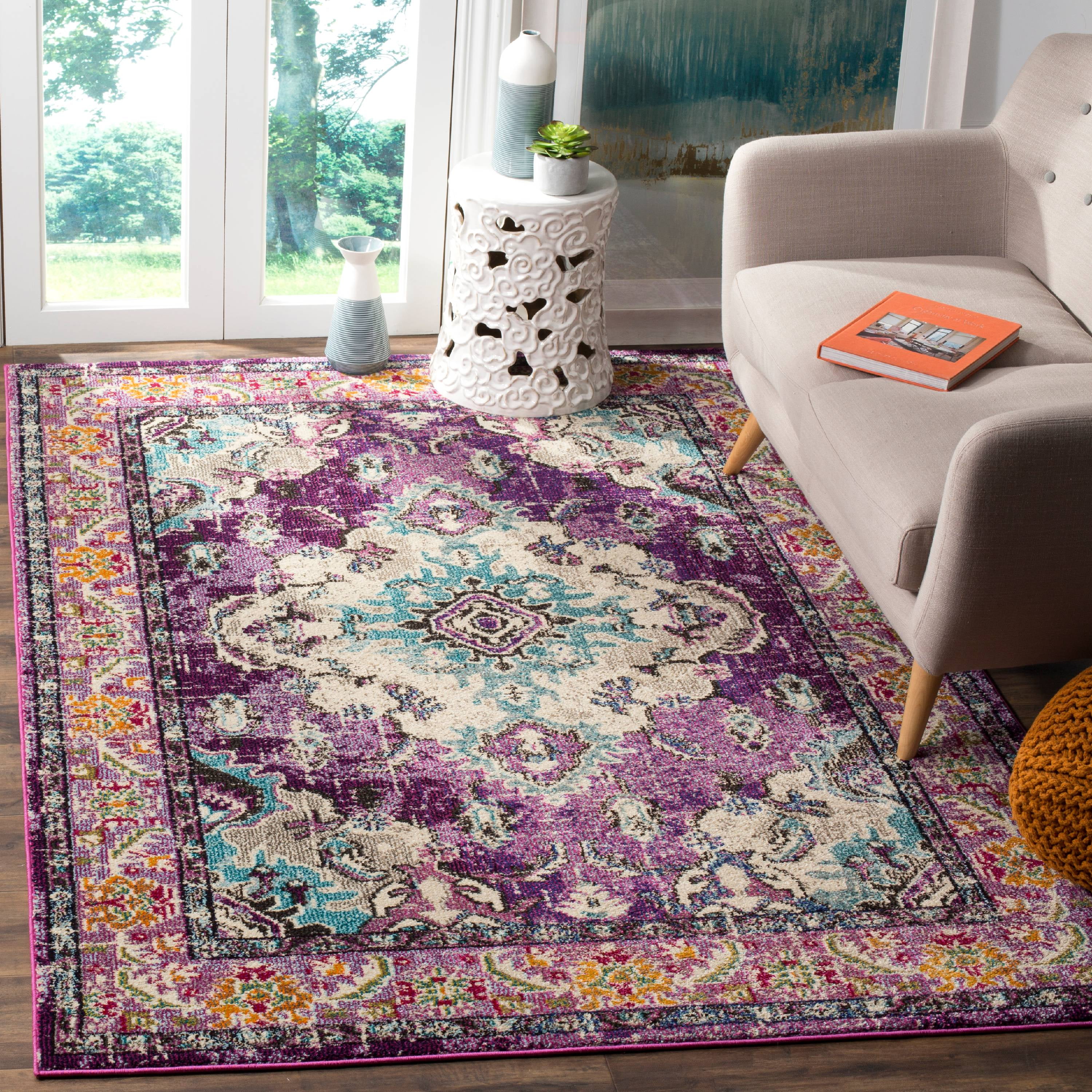 SAFAVIEH Monaco Toria Traditional Area Rug, Violet/Light Blue, 5'1" x 7 ...