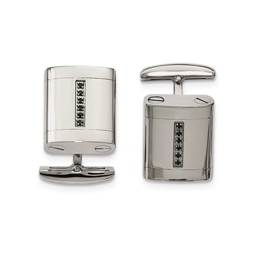 Stainless Steel Polished w/Blue Carbon Fiber Inlay Cuff Links - Walmart.com