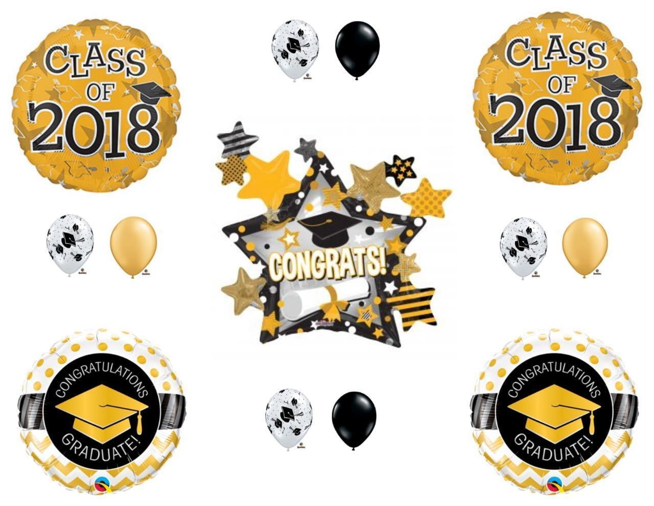 GOLD & BLACK CHEVRON & POLKA DOTS CLASS OF 2018 Graduation Party ...