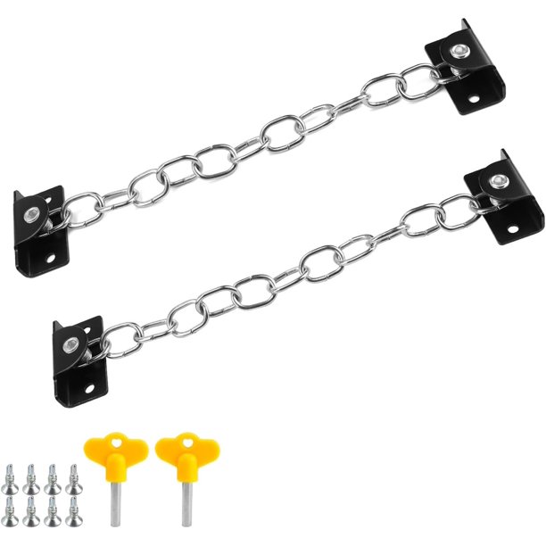 2 Pieces Window Opener with Chain, Stainless Steel Sliding Door Blocker ...