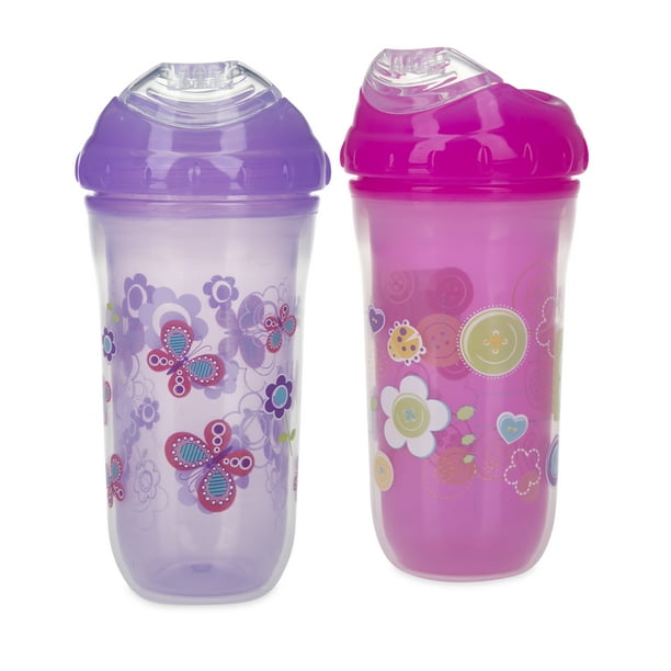 Nuby Insulated Cool Sipper Soft Spout Sippy Cup - 2 pack, Girl ...
