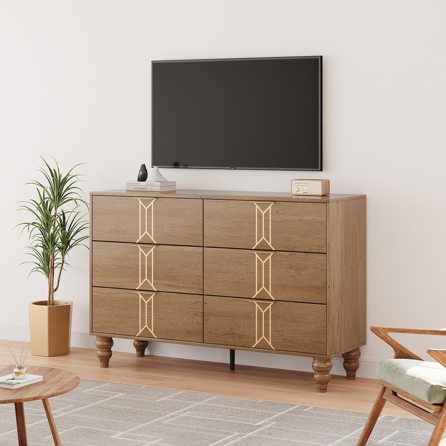 Click here for Garvee Modern 6-Drawer Wood Dresser With Vintage P... prices