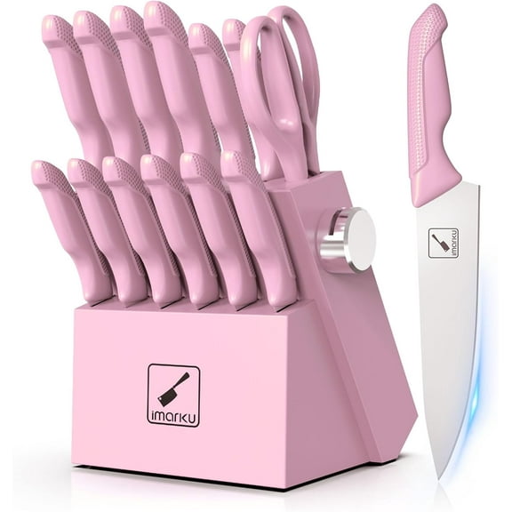 Knife Set with Block, Knife Set with Built-in Sharpener, Stainless ...