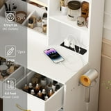 47" Large Vanity Desk with LED Lighted Mirror & Power Outlet & 7 ...