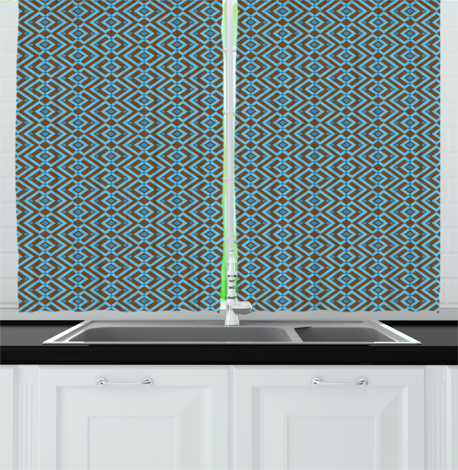 Geometric Curtains 2 Panels Set, Entwined Nested Vertical Square ...