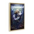 Stupell Industries Deep Sea Mermaid Gold Framed Floater Canvas Wall Art ...