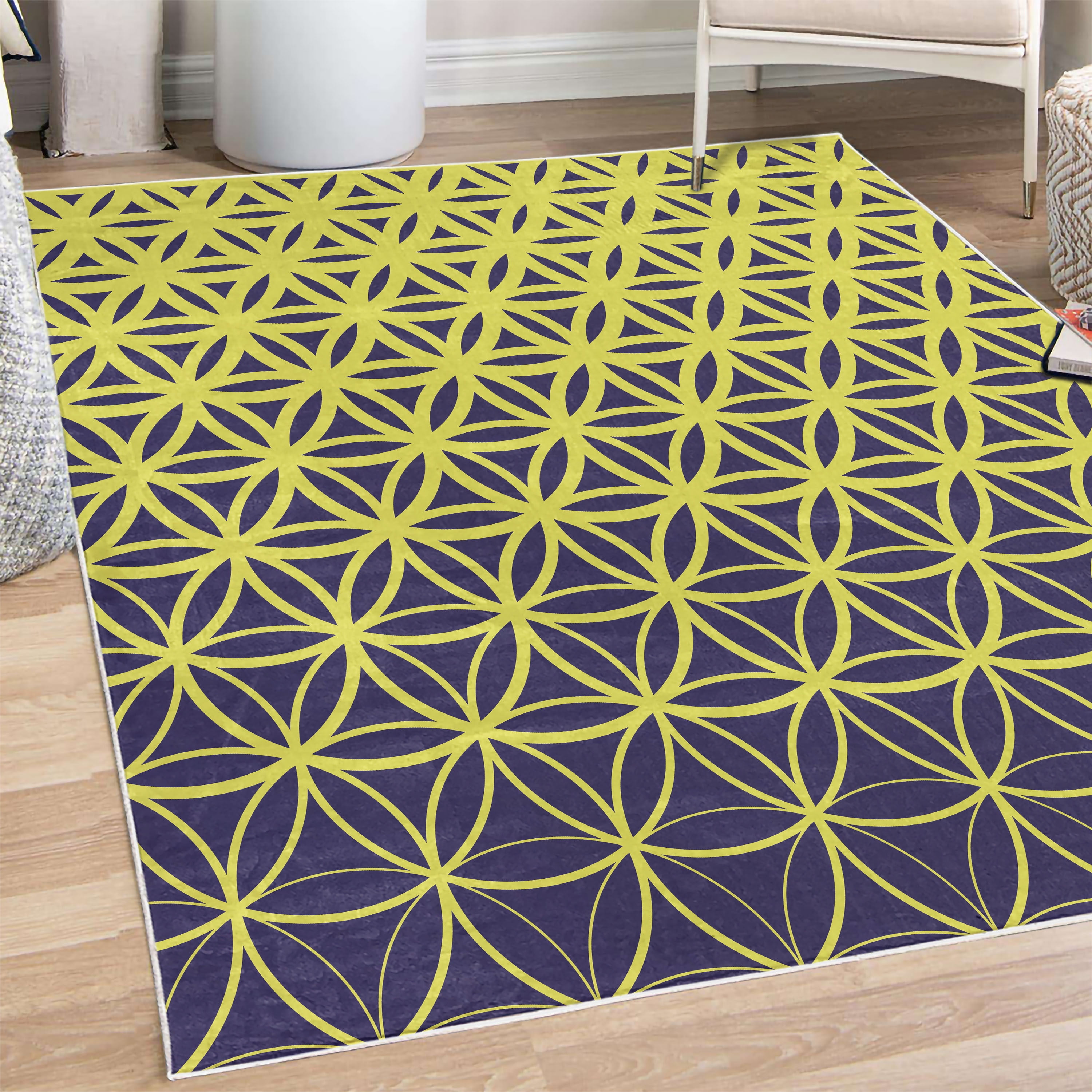 Abstract Decorative Rug, Retro Geometric Ombre Inspired Pattern Classic ...
