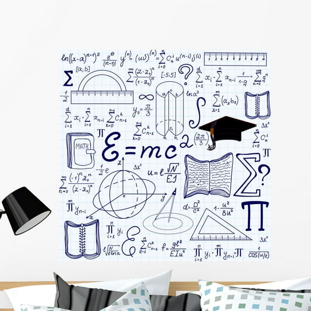 Math Vector Seamless with Wall Mural Decal Sticker, Wallmonkeys Peel ...