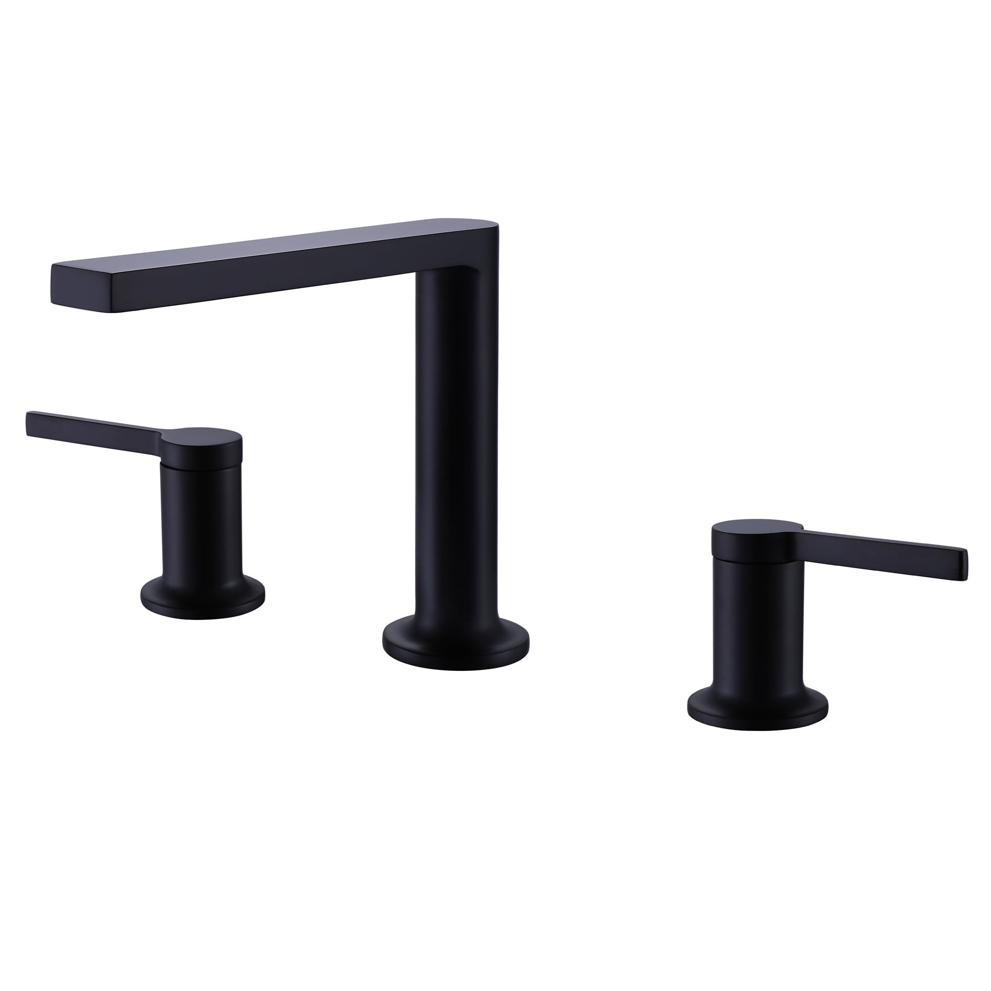 Three Hole Bathroom Sink Faucet, Matte Black Widespread Lavatory Basin ...
