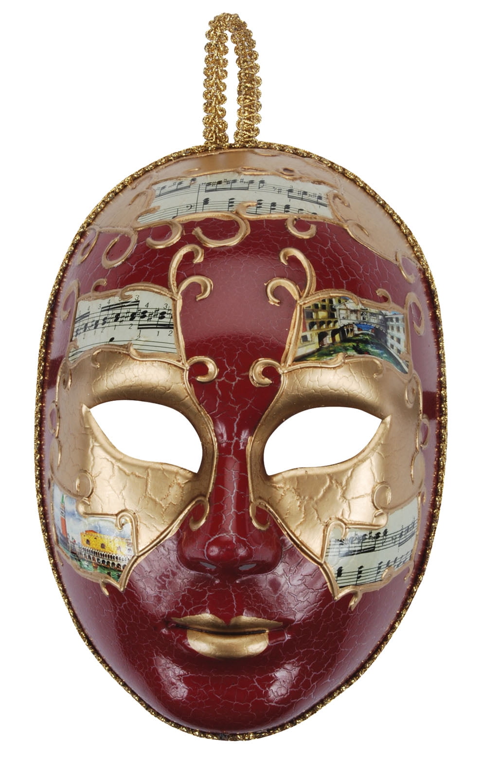 Loftus Music Notes Masquerade Face Venetian Mask, Red Gold, One Size ...