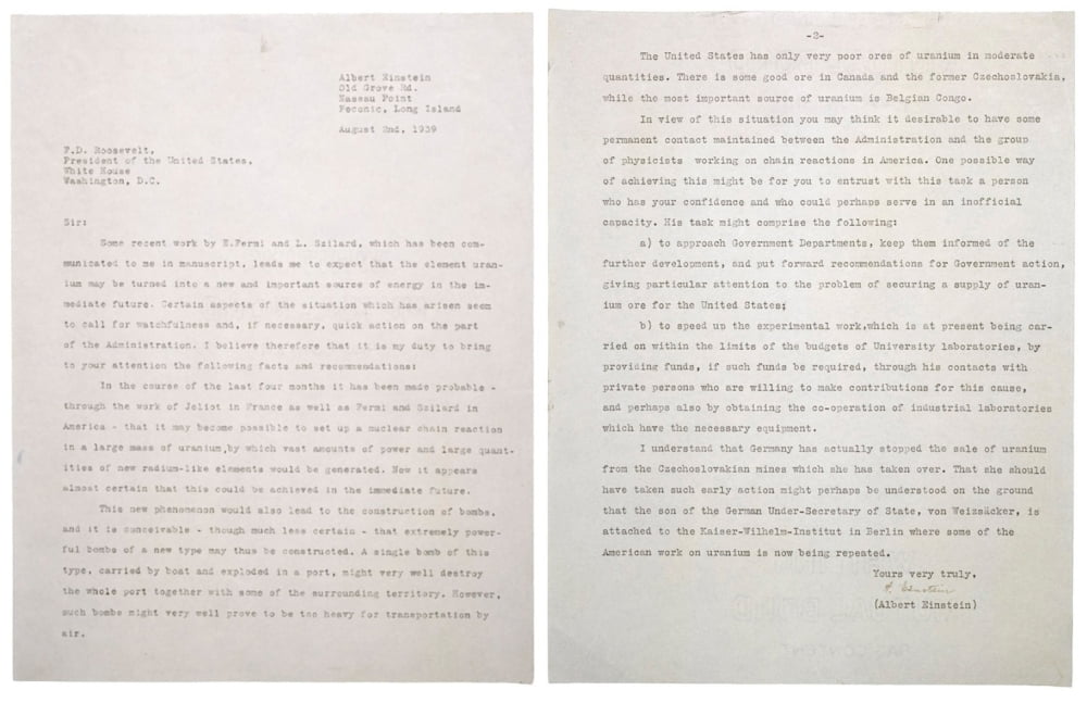 Physicist Albert EinsteinS Letter To President Franklin Roosevelt ...