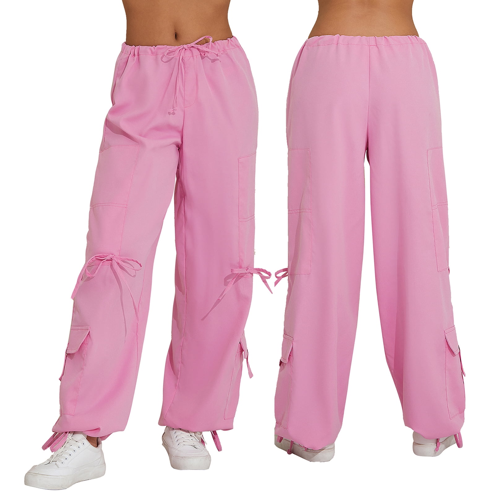 Multitrust Women Pink Cargo Long Pants With Pocket, Adjustable ...