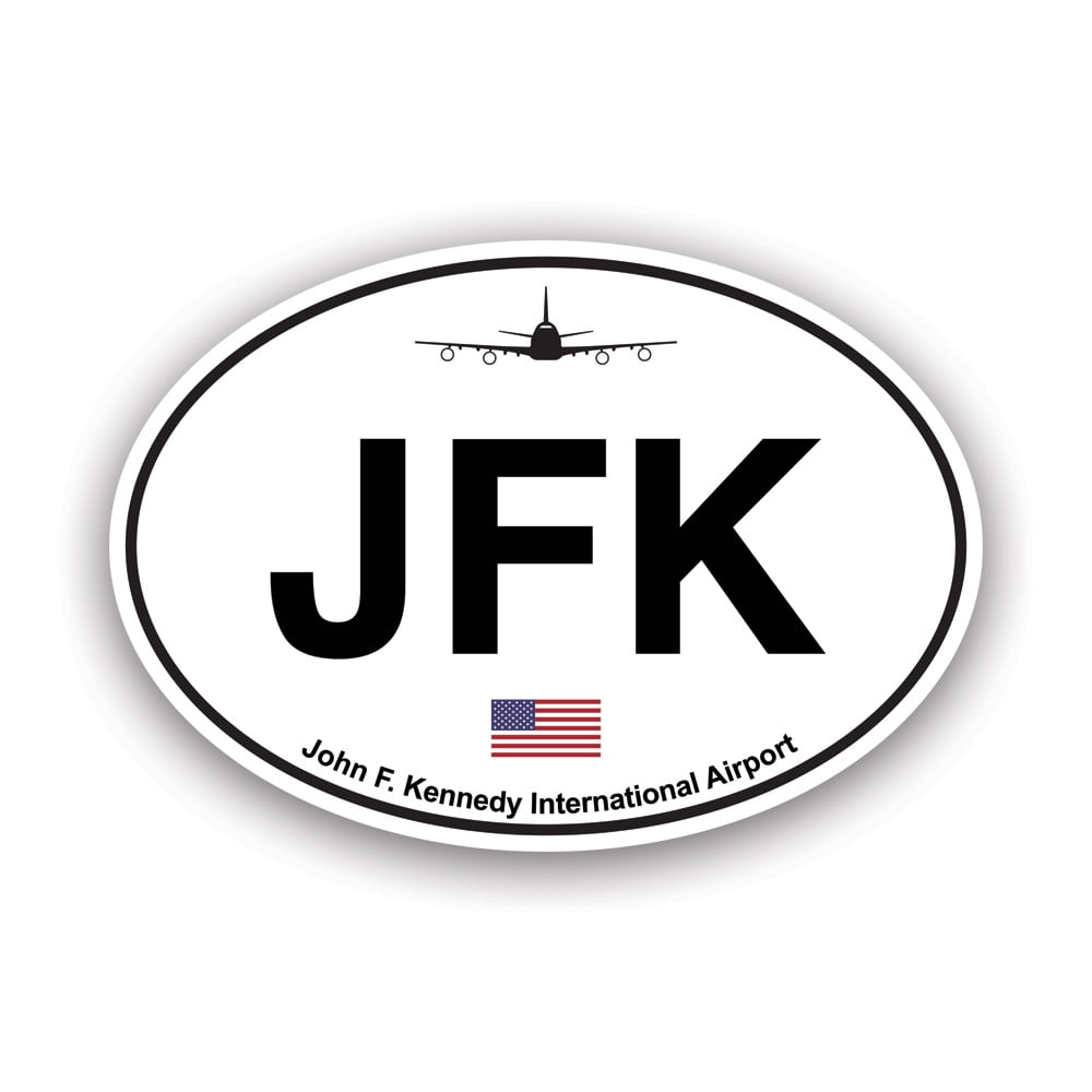 John F Kennedy Airport Euro Oval Sticker Decal - Self Adhesive Vinyl ...